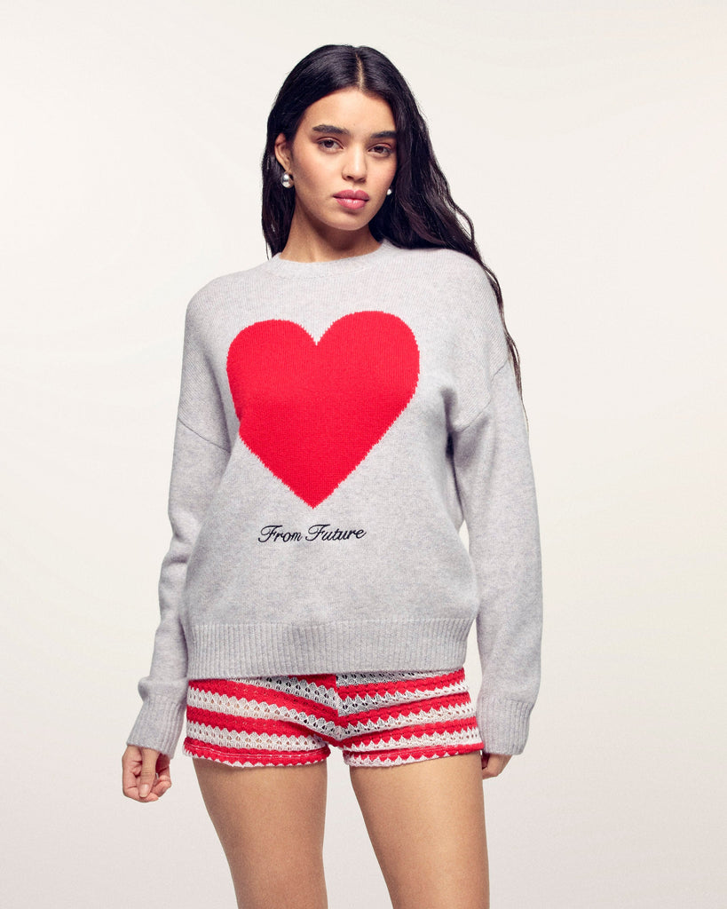"Future" Embroidery Heart Crewneck Sweater – FROM FUTURE INT